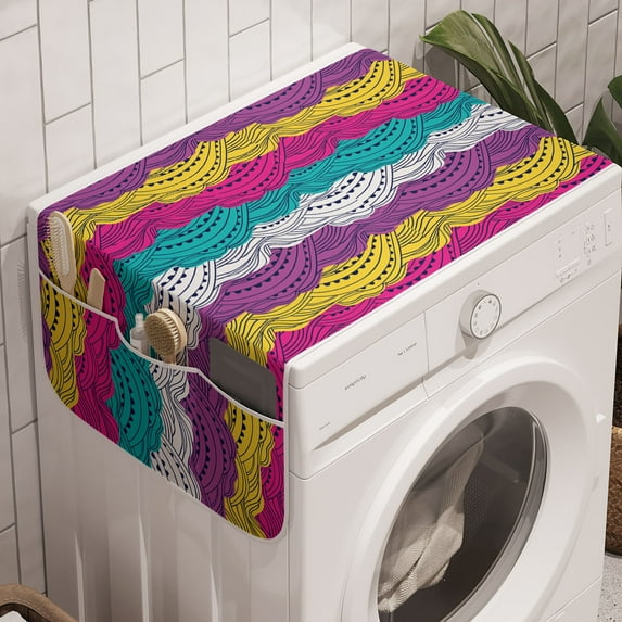 Colorful Washing Machine Organizer, Abstract Hand Drawn Stripes ...