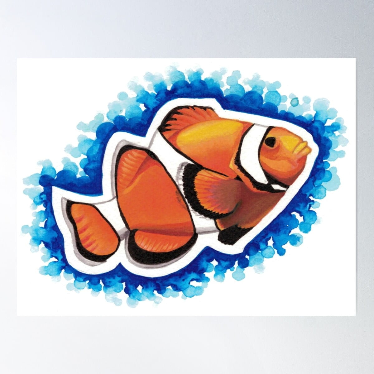 Colorful Watercolor Clownfish Poster Wall Art, Modern Wall Decor For ...