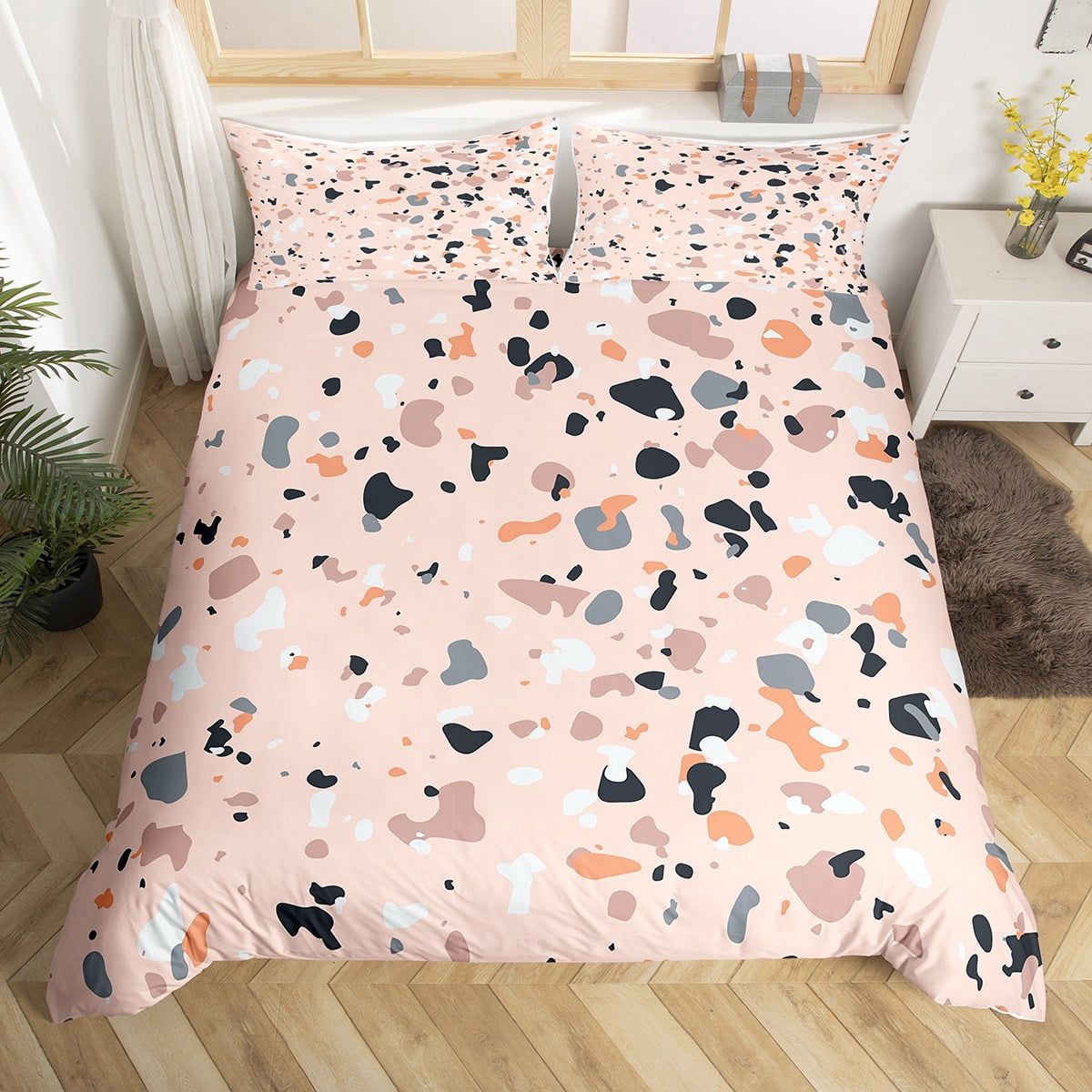 Colorful Watercolor Comforter Cover Geometric Stone Bed Set, Modern ...