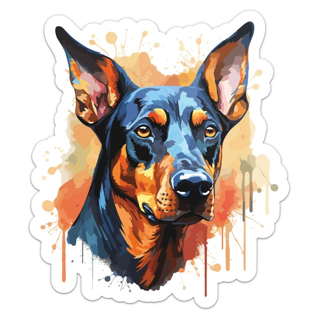 Colorful Watercolor Doberman Pinscher Dog Sticker Phone Decal Water ...