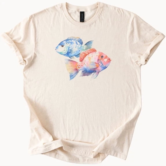 Colorful Watercolor Fish T-Shirt Unique Ocean Animal Tee - Walmart.com