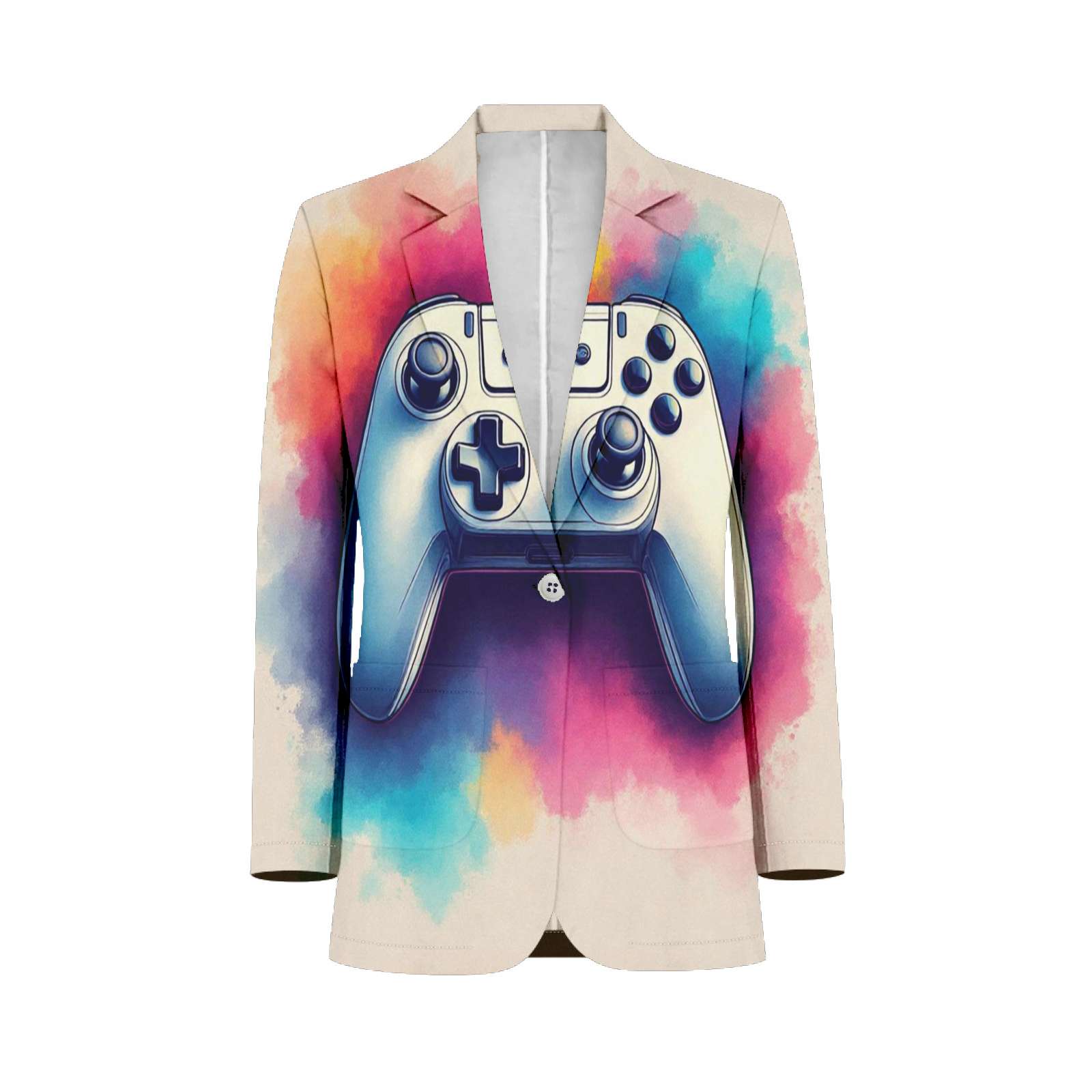 Colorful Watercolor Game Controller Art Men's Suit Blazer Casual Party ...