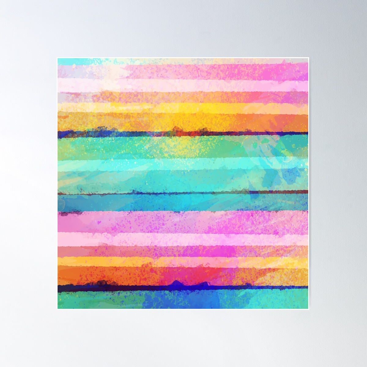 Colorful Watercolor Stripe Background Poster Wall Art, Modern Wall ...