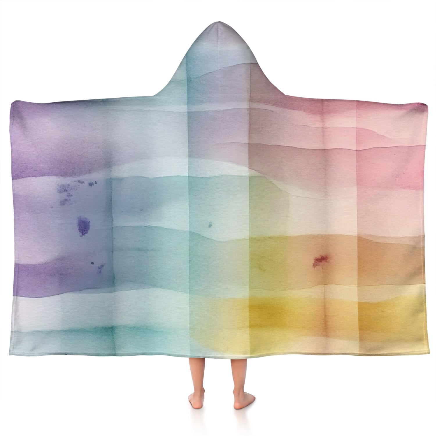 Colorful Watercolor Stripe Pattern Hooded Bath Towel，50"x30" for Ages 3 ...