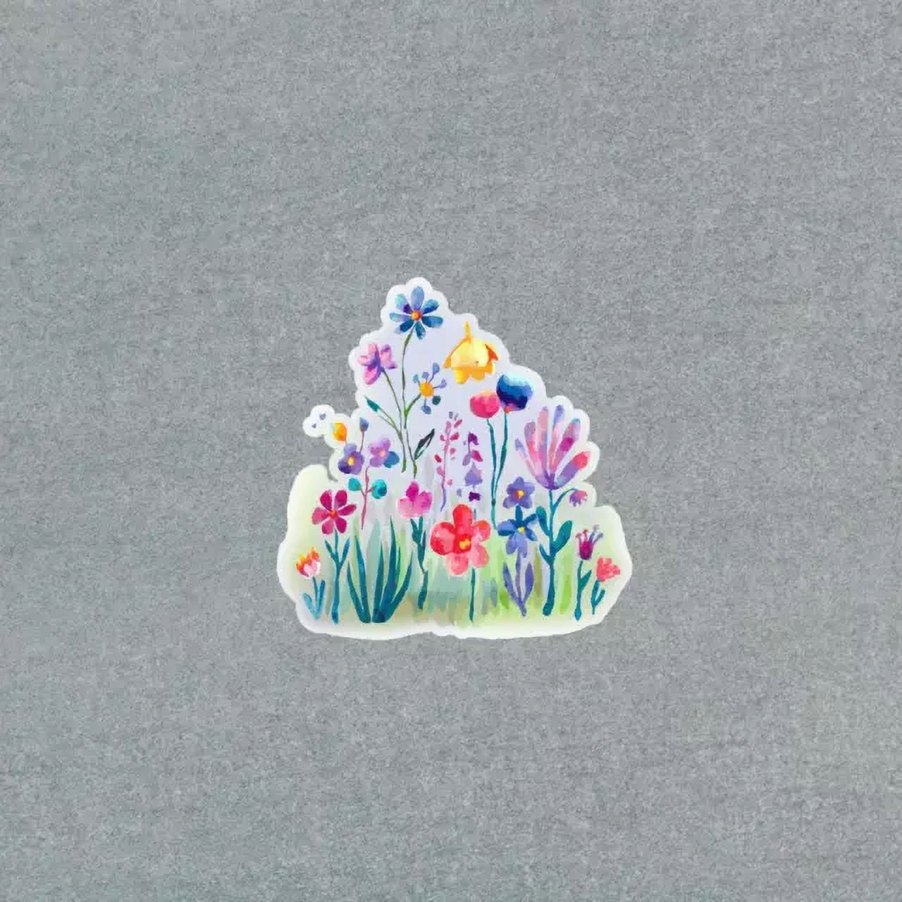 Colorful Watercolor Wildflower Sticker Floral Art Decal For Journals ...