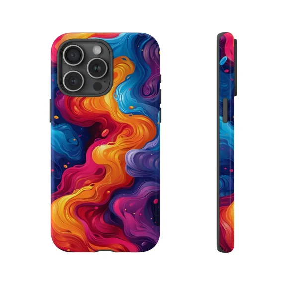 Colorful Wave Cloud Symphony Pattern iPhone Case with iPhone 17 to 11 ...