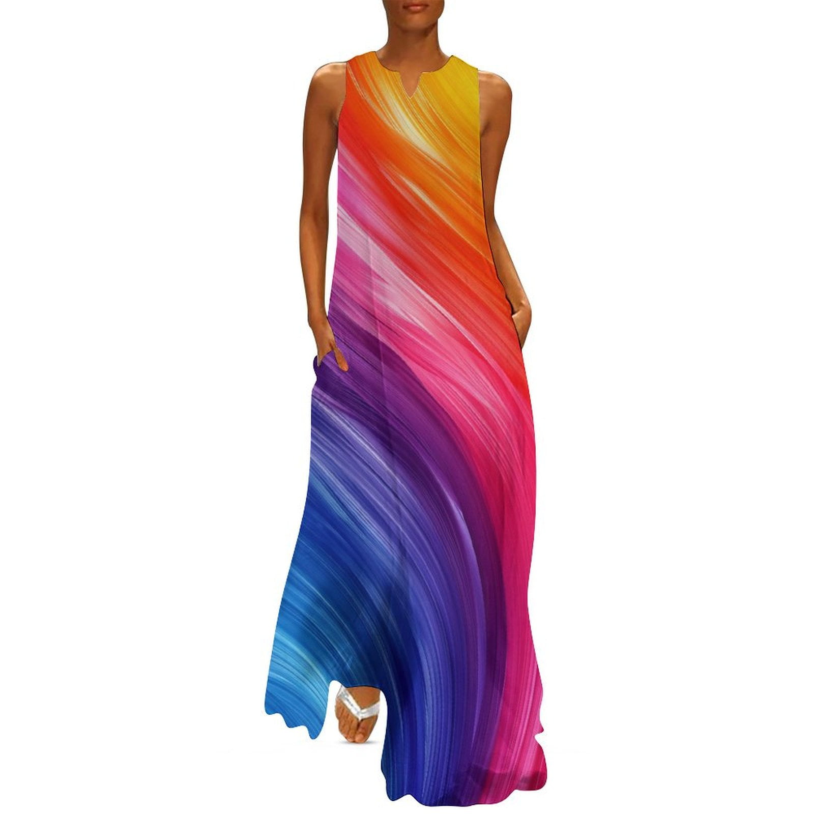 Colorful Wave Gradient Long Dress Luxury Woman Evening Dress Long ...