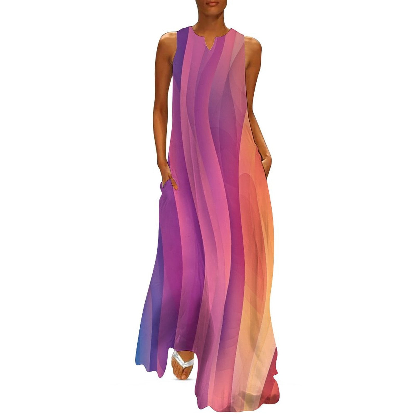Colorful Wave Gradient Long Dress Women's summer dress women's evening ...