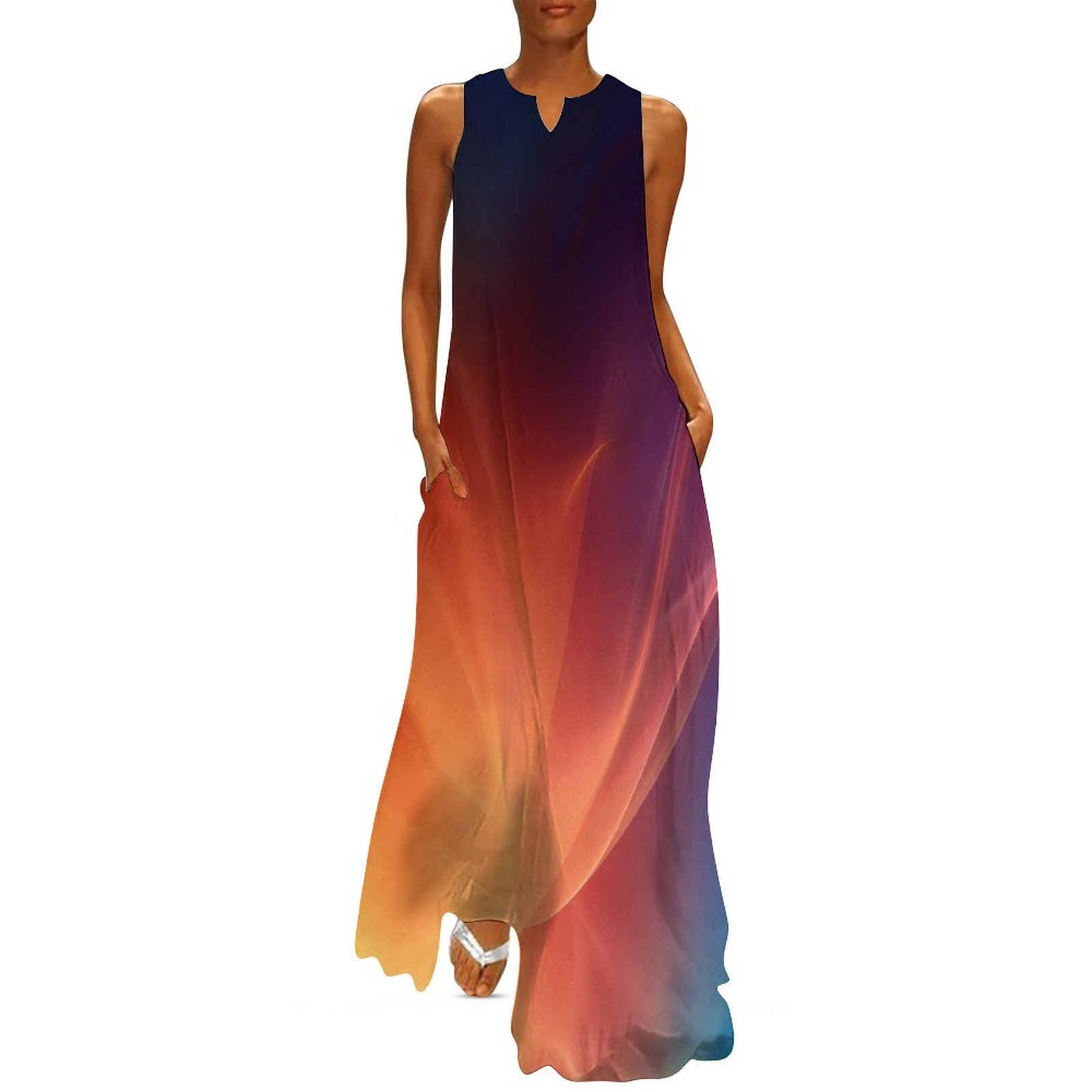Colorful Wave Gradient Long Dress luxury evening dresses women clothing ...