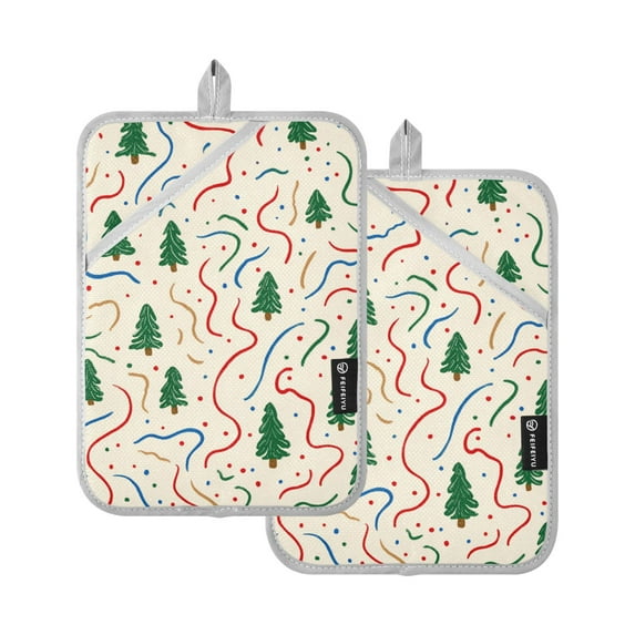 Colorful Wave Lines Dots Christmas Tree Pot Holder Heat Resistant Mat ...