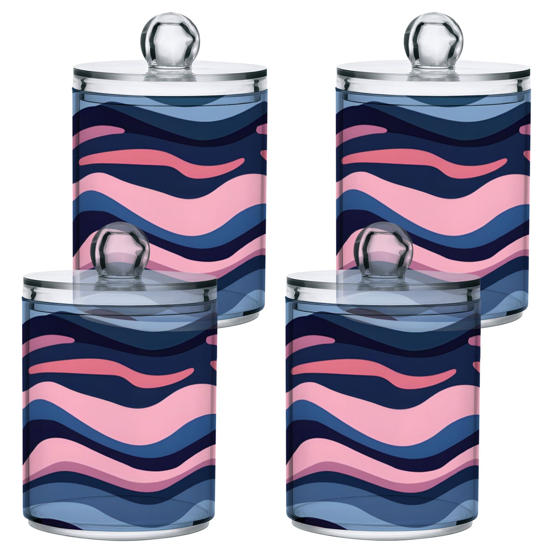 Colorful Wave Lines Translucent Plastic Cans Storage Canisters with Lid ...