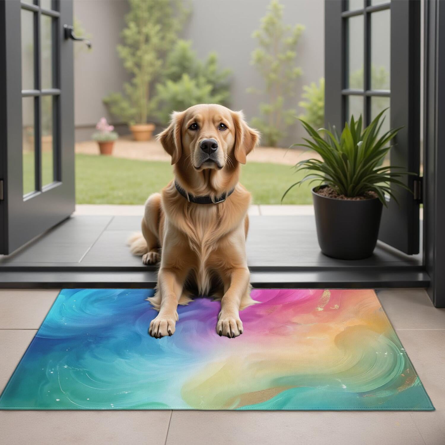 Colorful Wave Pattern Door Rugs,Washable Non Slip Door Mats Indoor ...