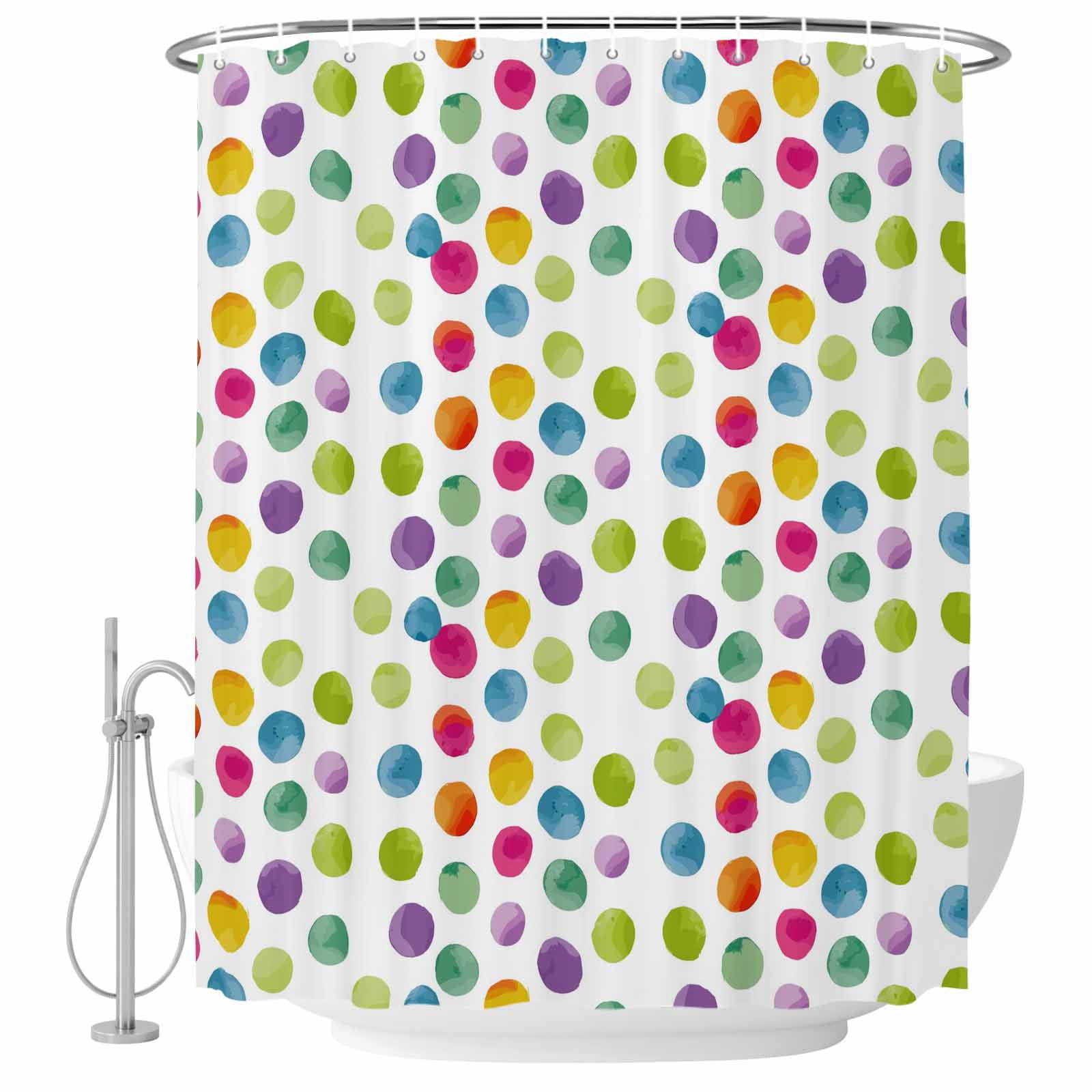 Colorful Wavepoints Shower Curtain for Bathroom, Modern Abstract ...