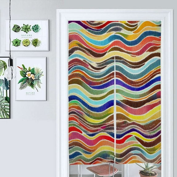Colorful Wavy Abstract Lines Door Curtain Nordic Living Room ...