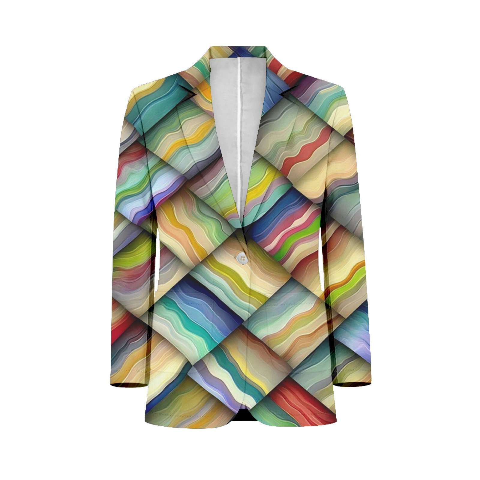 Colorful Wavy Abstract Pattern Mens Suits Shawl Collar Slim Fit Suit ...