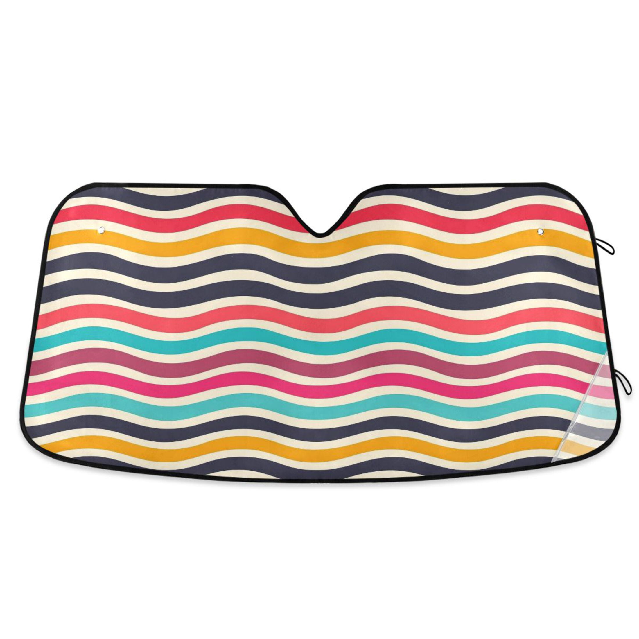 Colorful Wavy Line Car Windshield Sun Shade Foldable Car Front Window ...