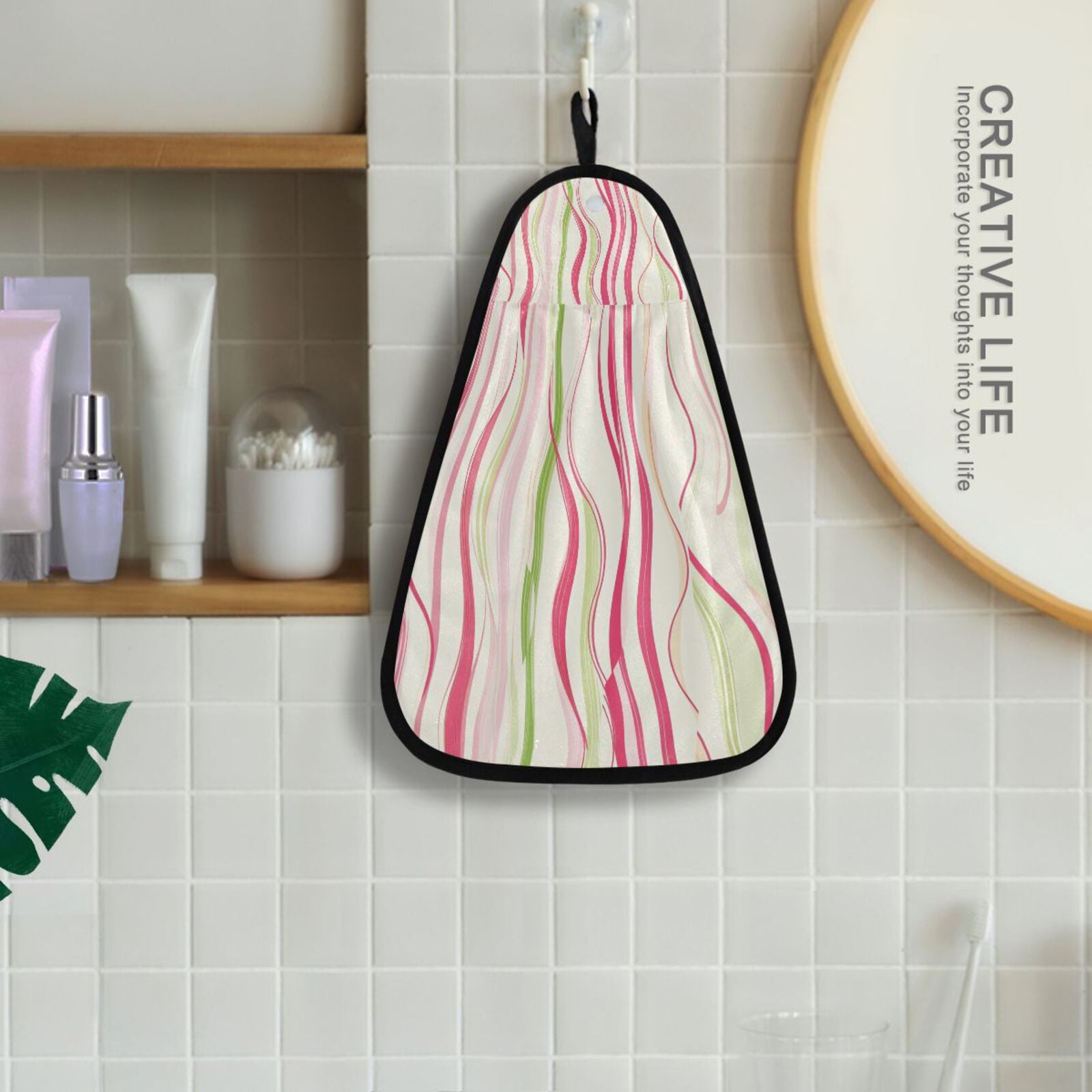 Colorful Wavy Lines Striped Hanging Kitchen Towel Machine Washable Hand ...