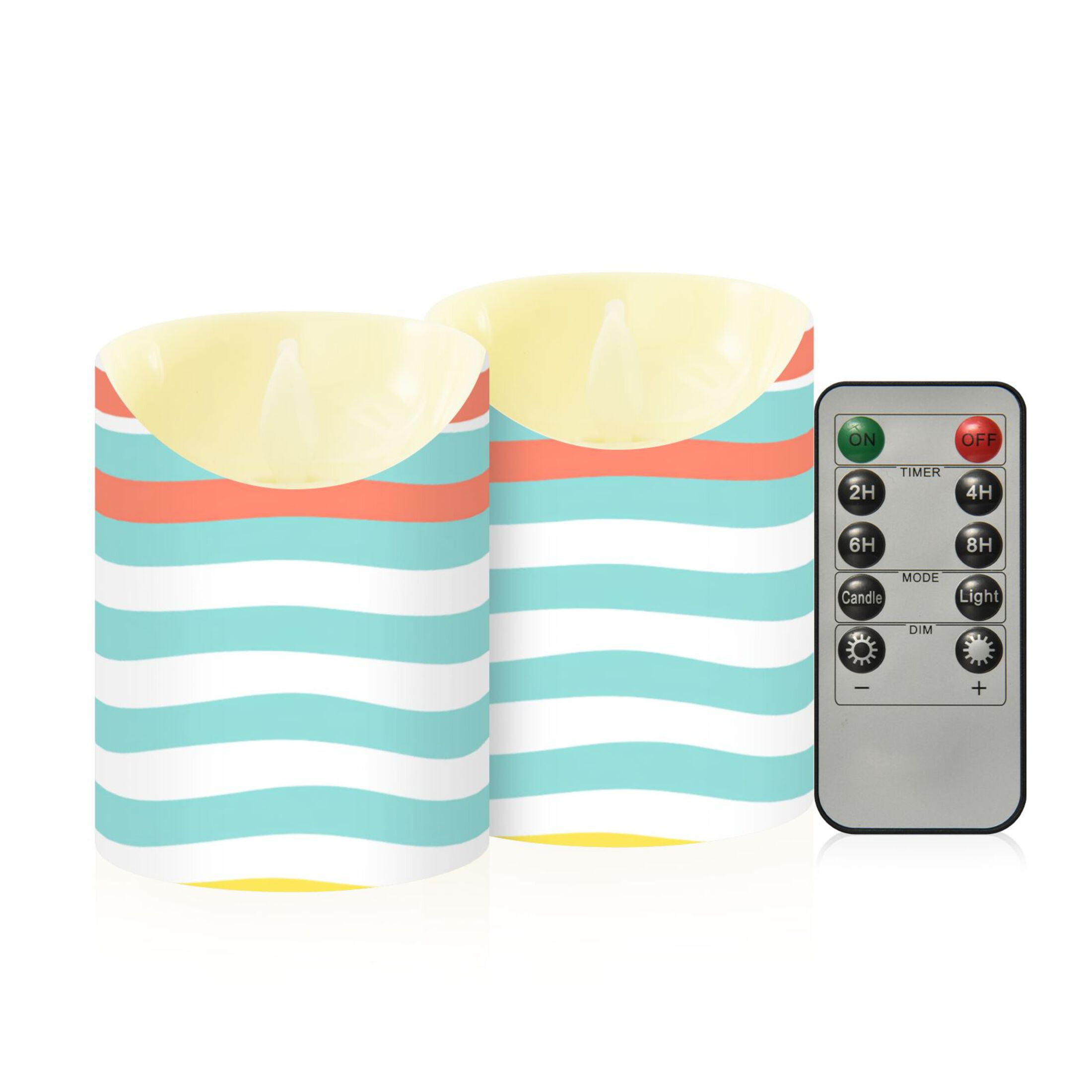 Colorful Wavy Striped Pattern Flameless Candles 2 PCS with Remote ...