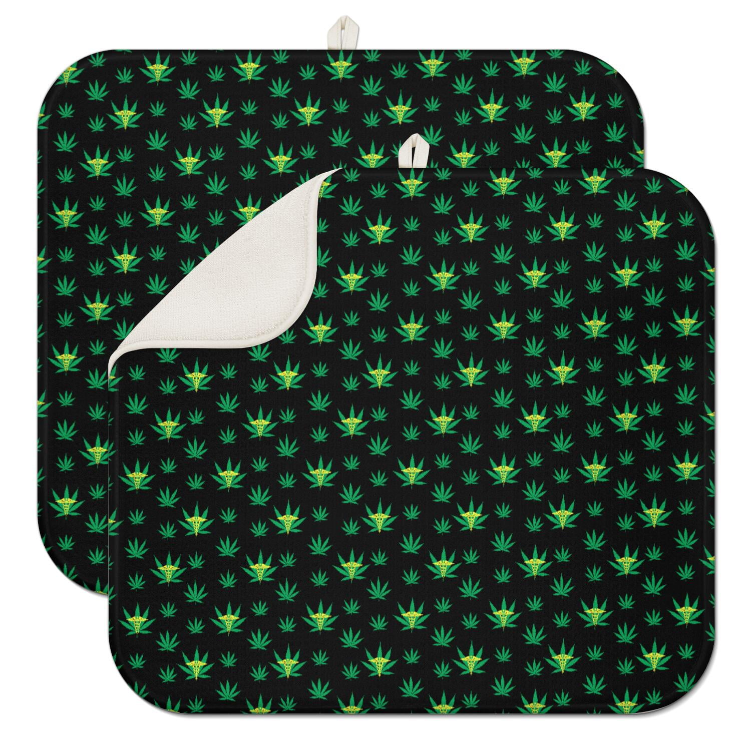 Colorful Weed Dish Drying Mat – Neon Marijuana Leaf Glow in the Dark ...