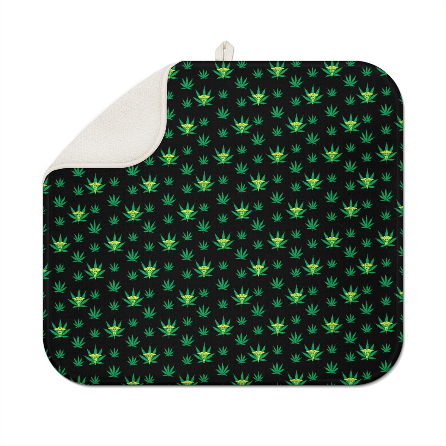 Colorful Weed Dish Drying Mat – Neon Marijuana Leaf Glow in the Dark ...