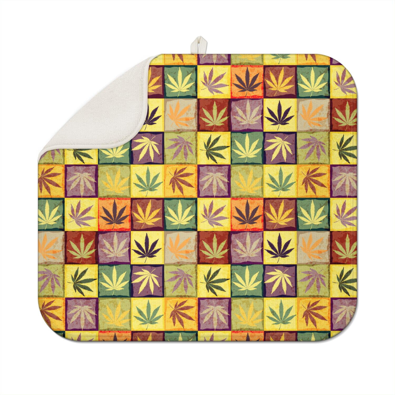 Colorful Weed Dish Drying Mat – Neon Marijuana Leaf Glow in the Dark ...