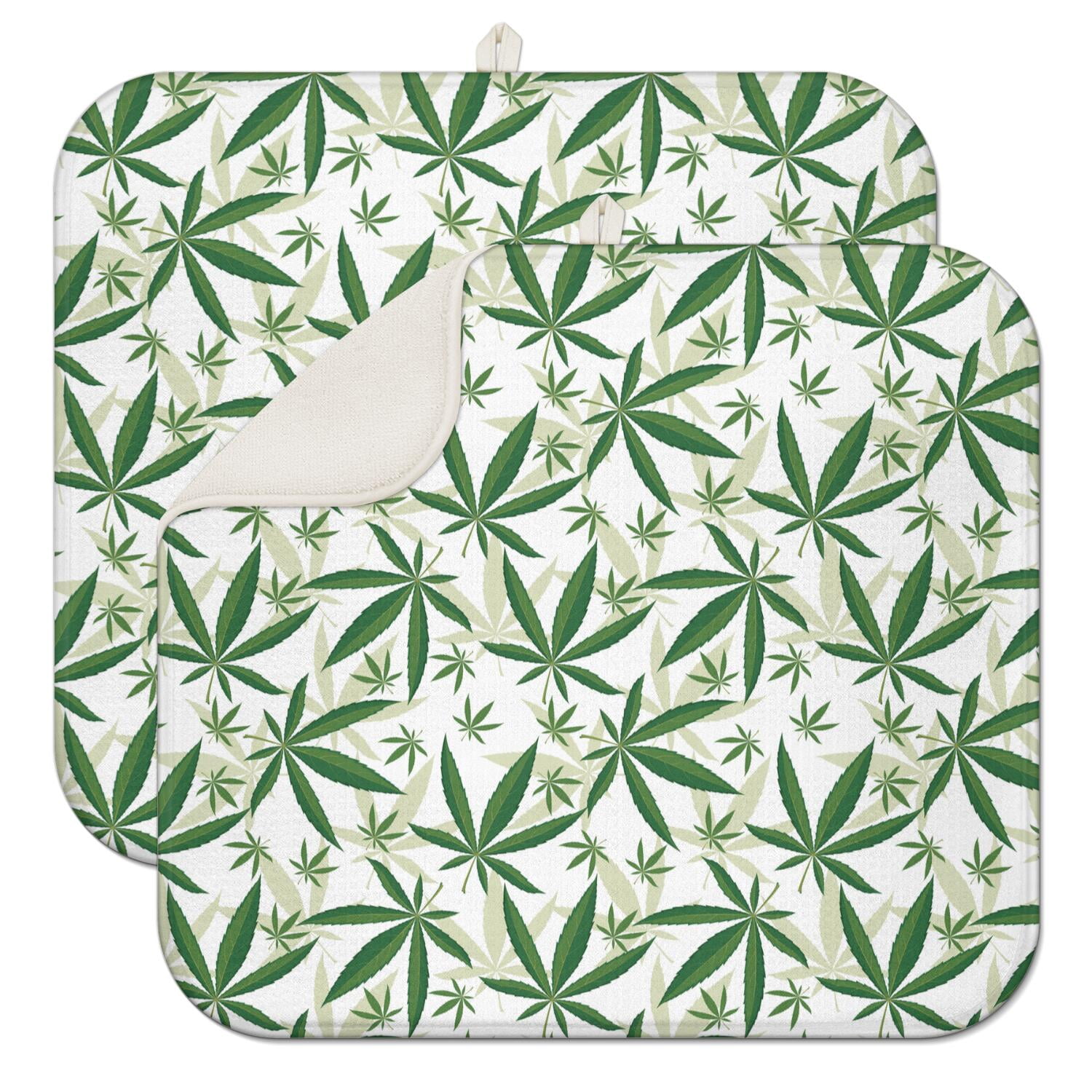 Colorful Weed Dish Drying Mat – Neon Marijuana Leaf and Glow in the ...