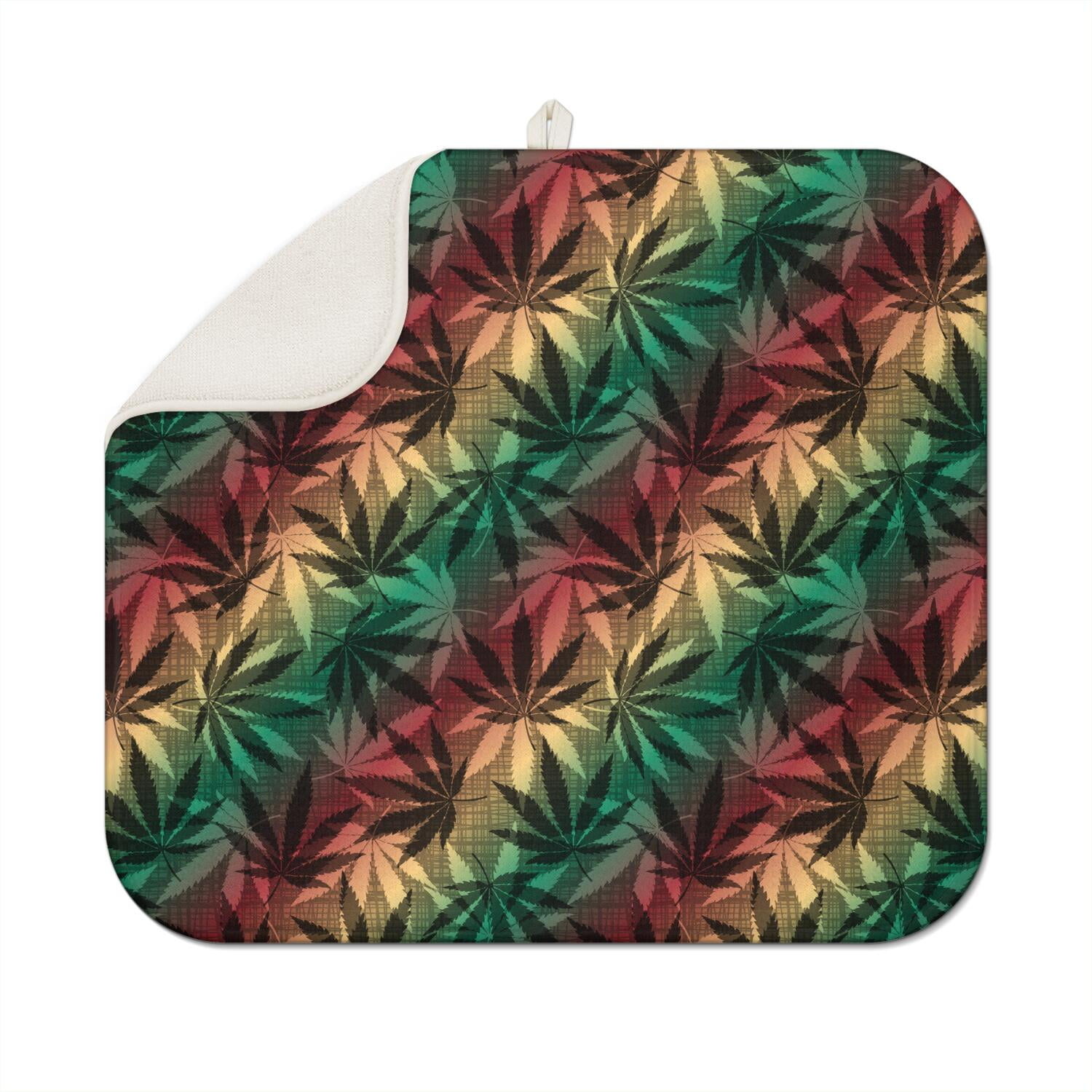 Colorful Weed Dish Drying Mat – Neon Marijuana Leaf and Glow in the ...