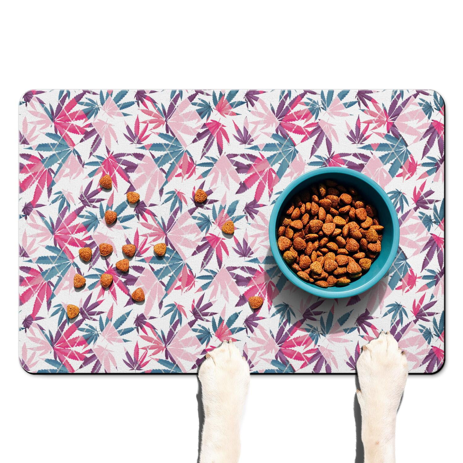 Colorful Weed Dog Food Mat Featuring Tie Dye Weed and Rasta Marijuana ...