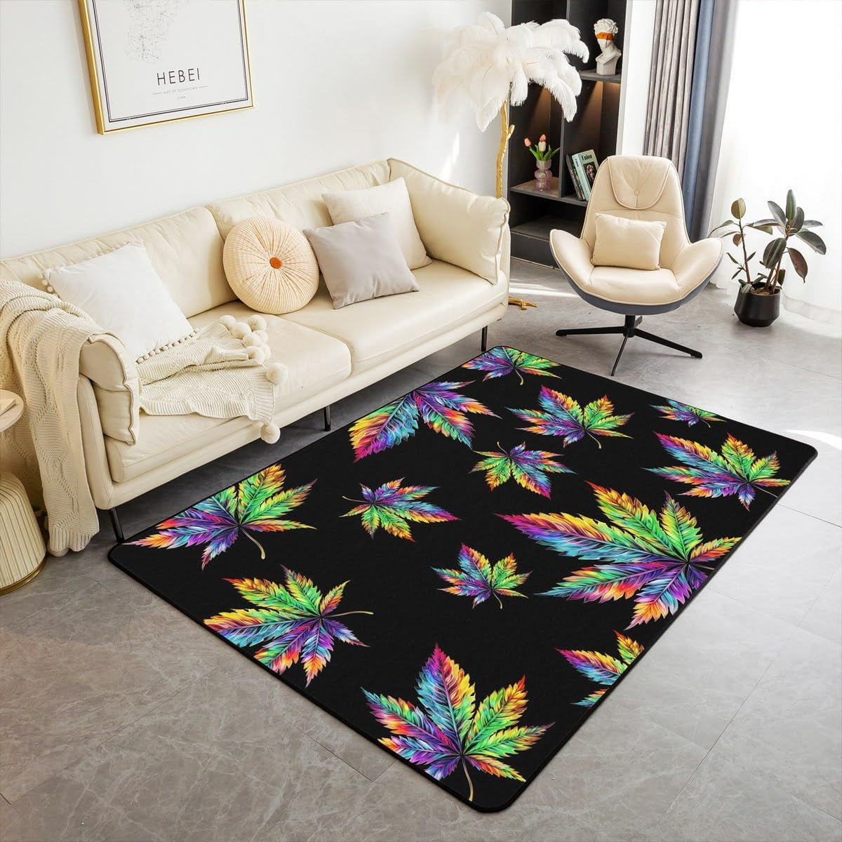 Colorful Weed Leaf Decorative Carpet Area Rug,Trippy Tie Dye Leaves ...