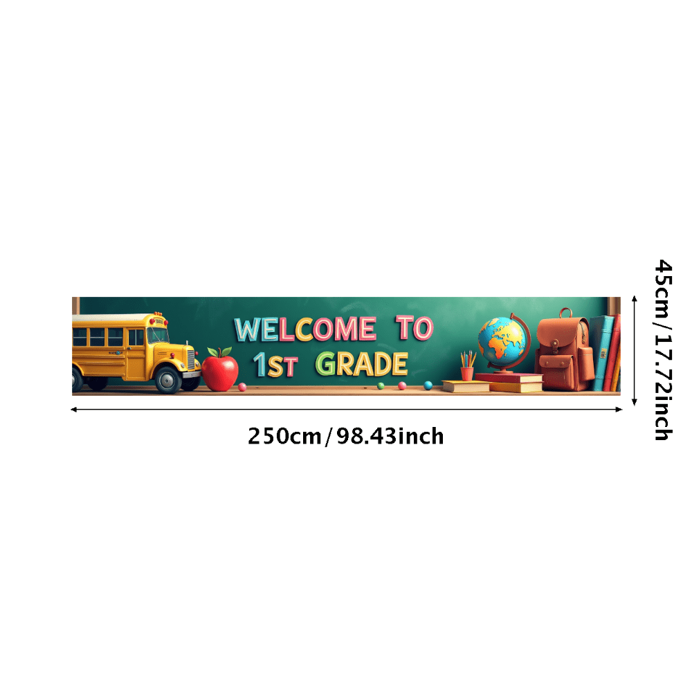 Colorful Welcome to 1st Grade Backdrop Banner, School Supplies Elements ...
