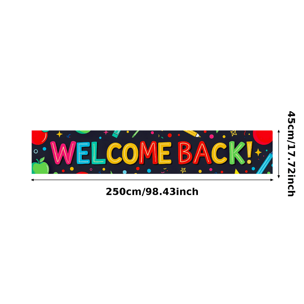 Colorful Welcome Back Banner with School Elements Background Backdrop ...