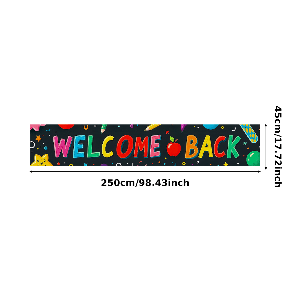 Colorful Welcome Back Banner with School Elements Background Backdrop ...