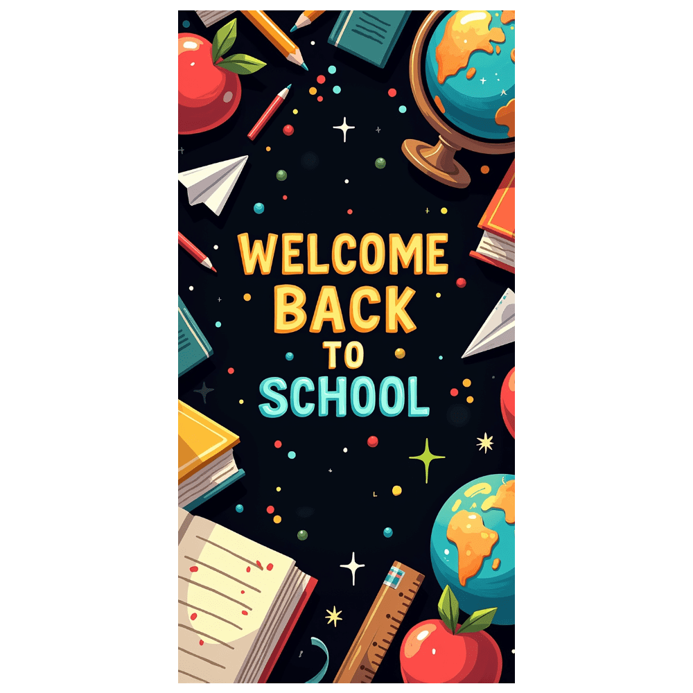Colorful Welcome Back to School Banner Backdrop Background Decorations ...