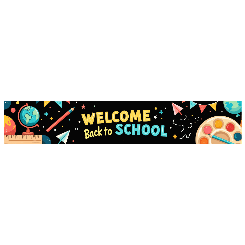 Colorful Welcome Back to School Banner Background Backdrop, Party ...