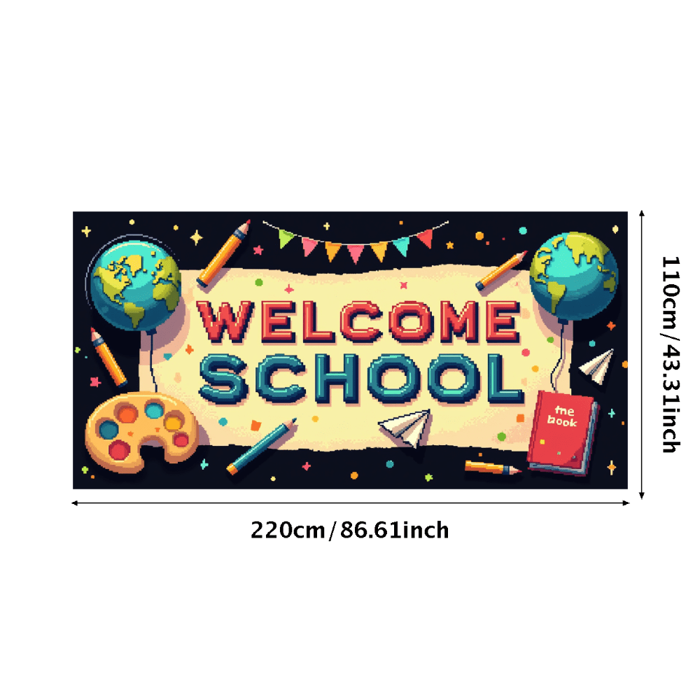 Colorful Welcome Back to School Banner Background Backdrop, Party ...