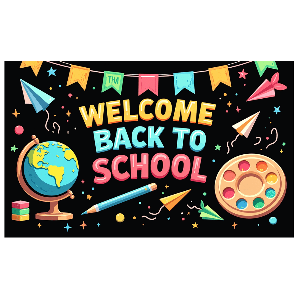 Colorful Welcome Back to School Banner Background Backdrop, Party ...