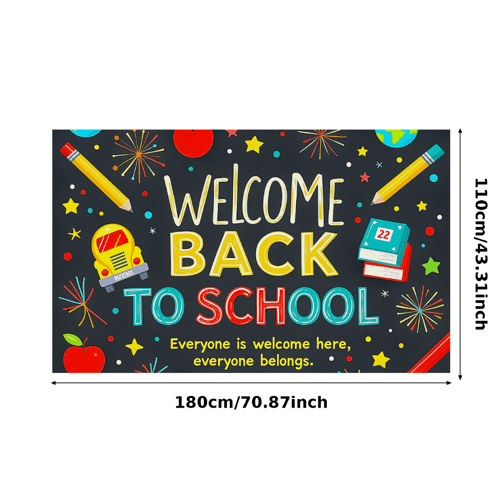 Colorful Welcome Back to School Banner with Book Globe Car and Star ...