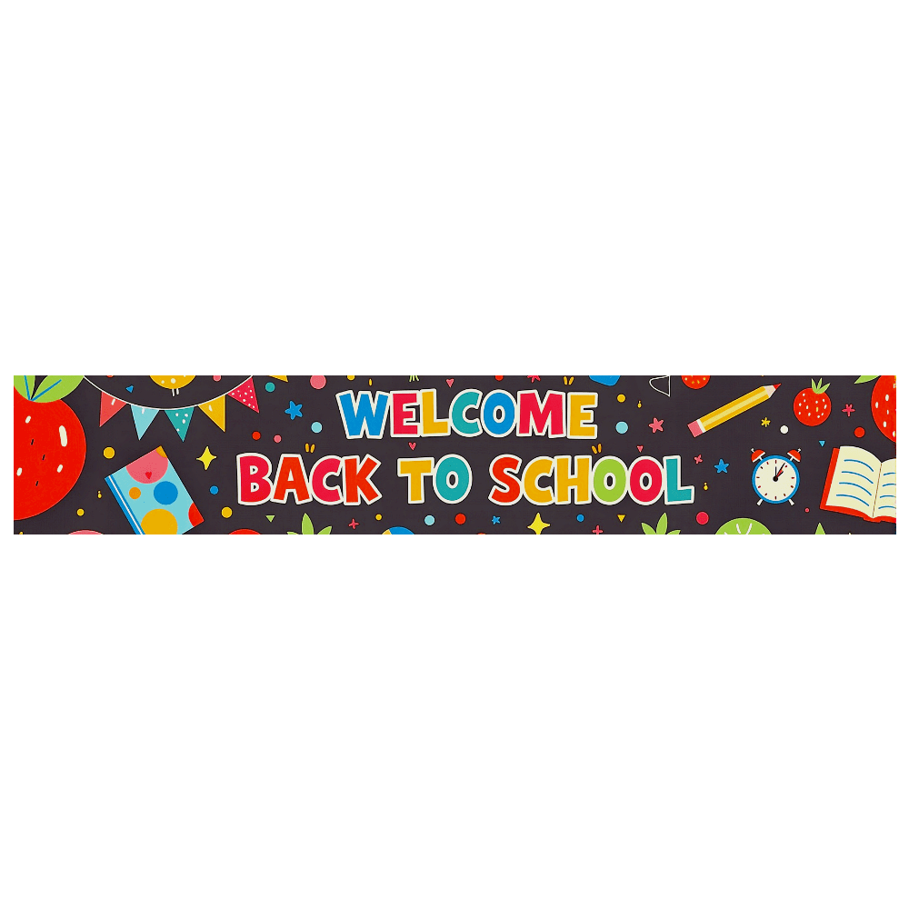 Colorful Welcome Back to School Banner with School Supplies Elements ...