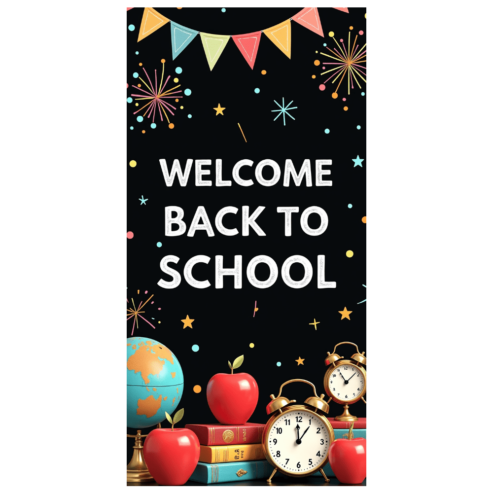 Colorful Welcome Back to School Banner with School Supplies Elements ...