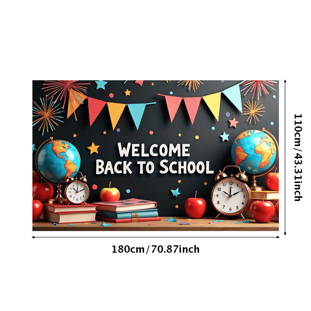 Colorful Welcome Back to School Banner with School Supplies Elements ...