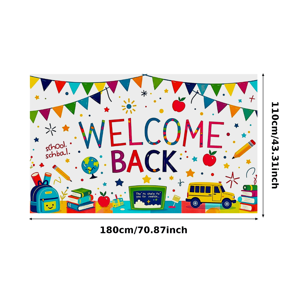 Colorful Welcome Back School Themed Banner with Star Cloud Pencil Globe ...