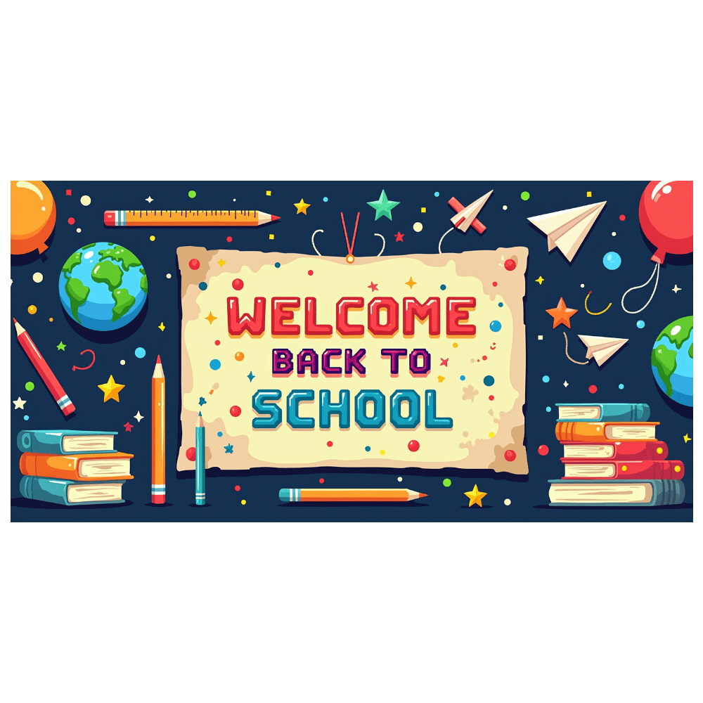 Colorful Welcome Back to School Banner Backdrop Background Decorations ...