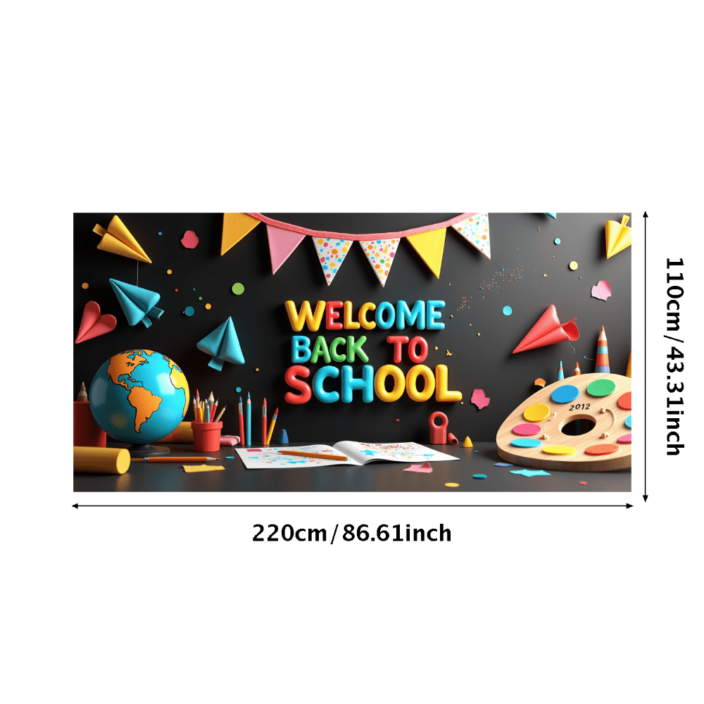 Colorful Welcome Back to School Banner Backdrop Background Party ...