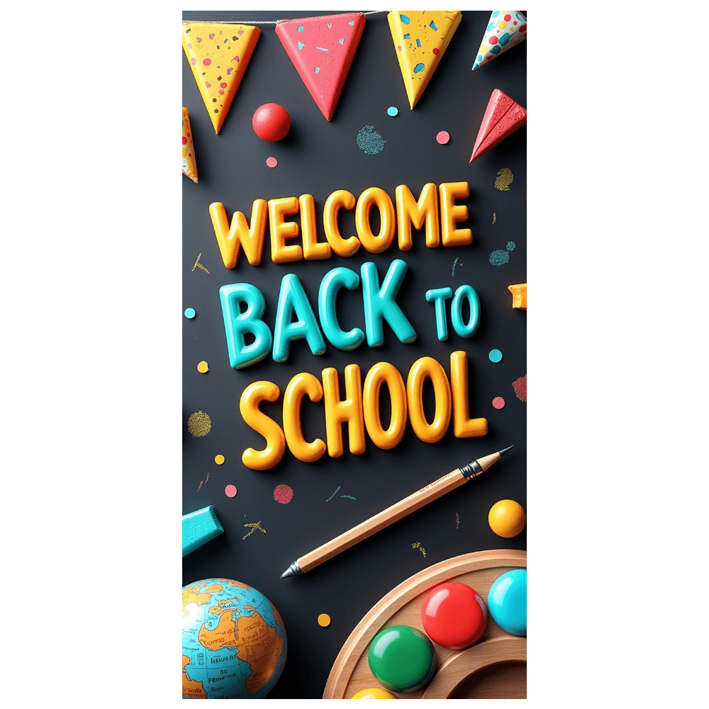 Colorful Welcome Back to School Banner Backdrop Background Party ...