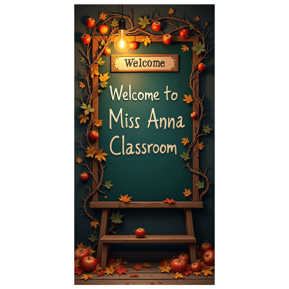 Colorful Welcome Banner with Apples and Leaves Welcome to Miss Anna ...