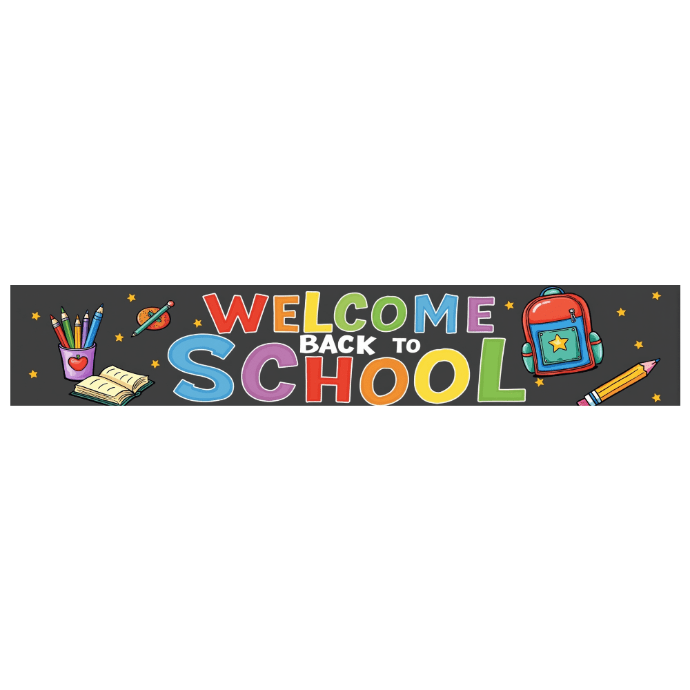 Colorful Welcome Banner School Supplies Educational Theme Back To ...