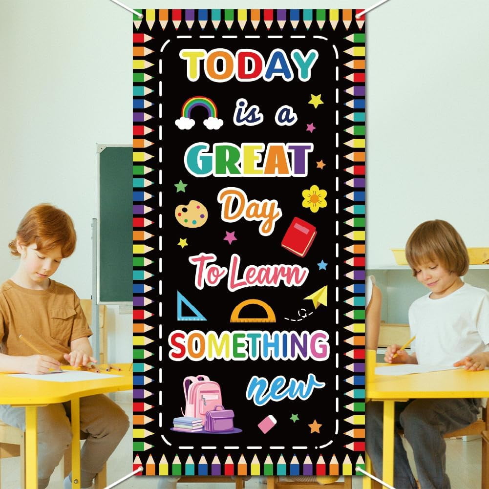 Colorful Welcome Door Cover Banner 5.9x2.9 Ft Back to School Banner ...