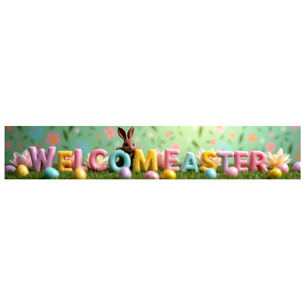 Colorful Welcome Easter Banner with Bunny Elements Background Party ...