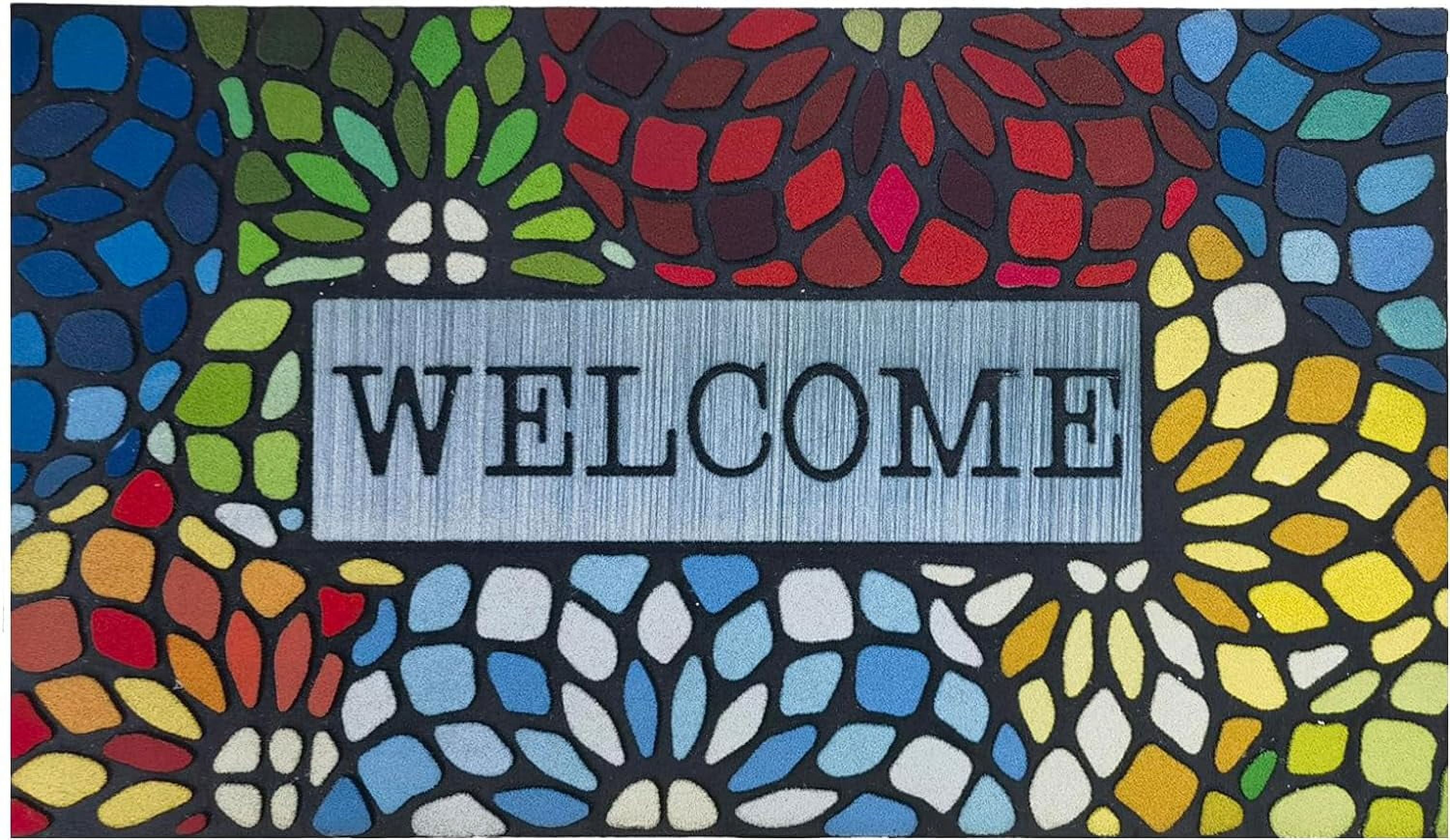 Colorful Welcome Mat, 18x 30 Inch Front Doormat for Home Entrance ...
