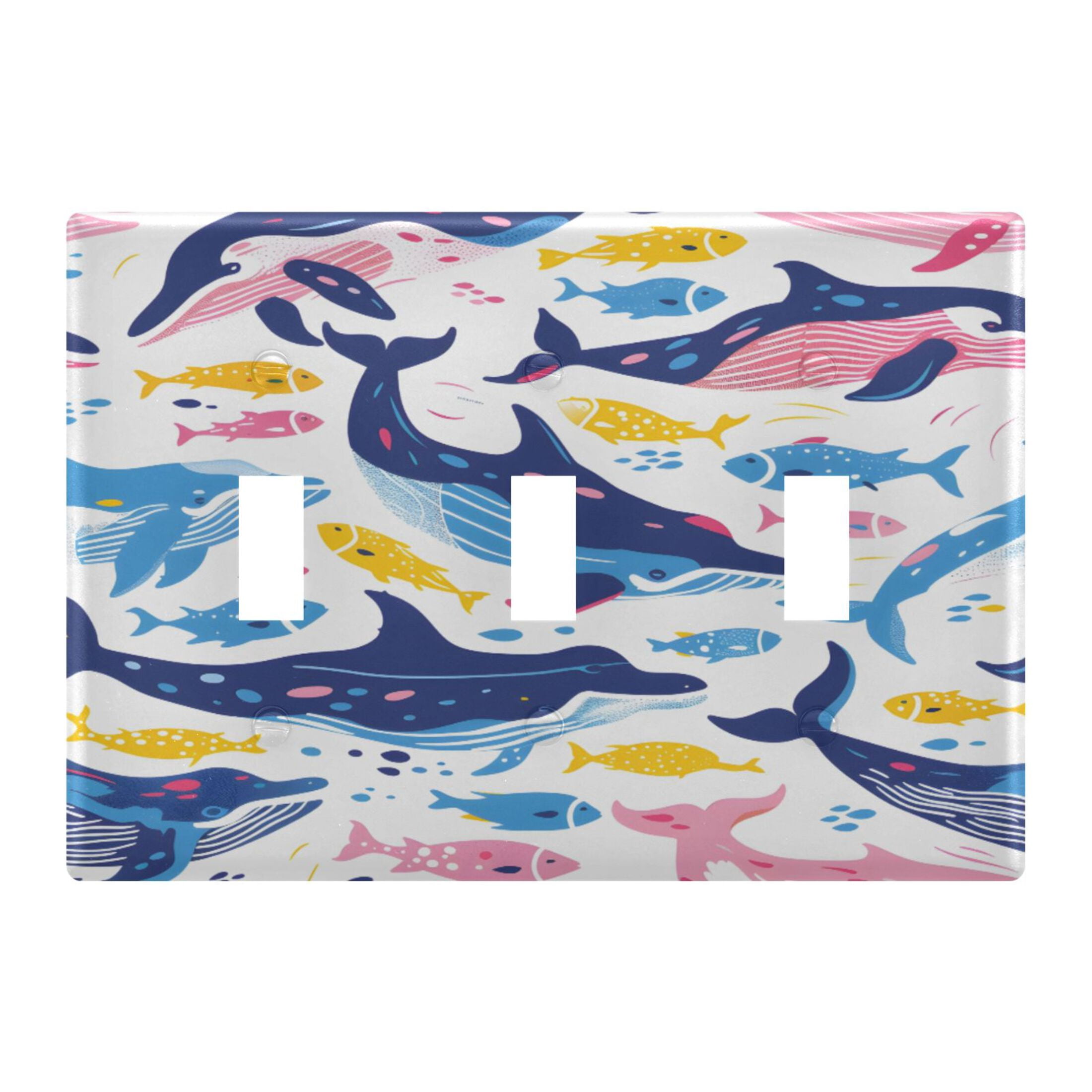 Colorful Whales Fishes Light Switch Cover Electrical Outlet Cover ...